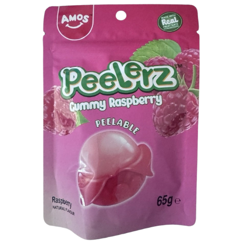 Amos Peelerz Gummy Raspberry Candy 12X65G – Candy Cargo