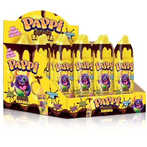 Pappi Choco Banana Squeezy 12X50Ml – Candy Cargo