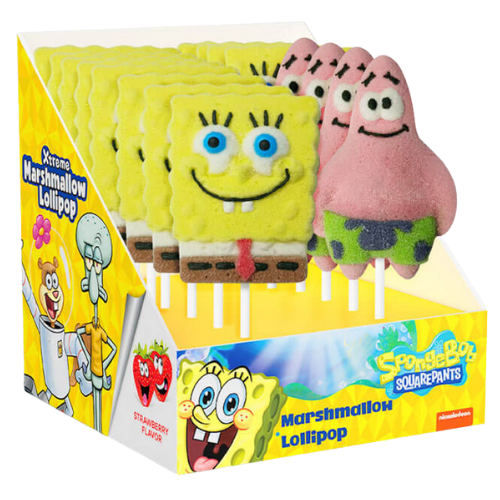 Relkon Spongebob Marshmallow Lollipop 12X45G – Candy Cargo
